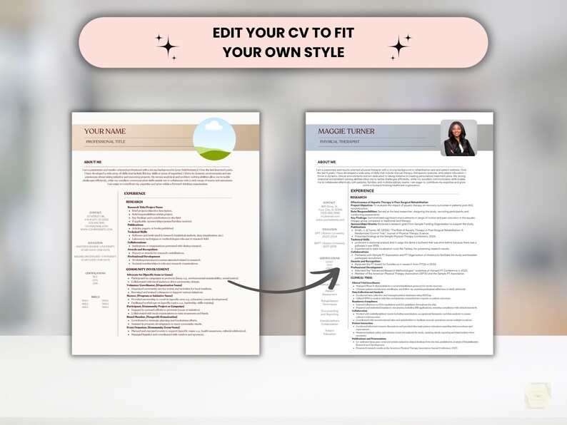 Cv Resume Template, Cv Canva Template, Editable Canva Template, Cv Temp ...