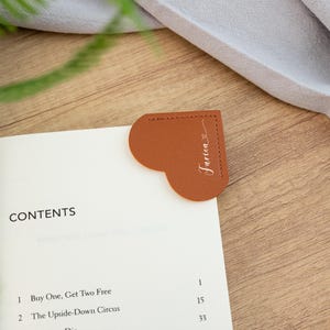 Custom Heart Page Corner Bookmark With Name,personalised Leather Heart ...