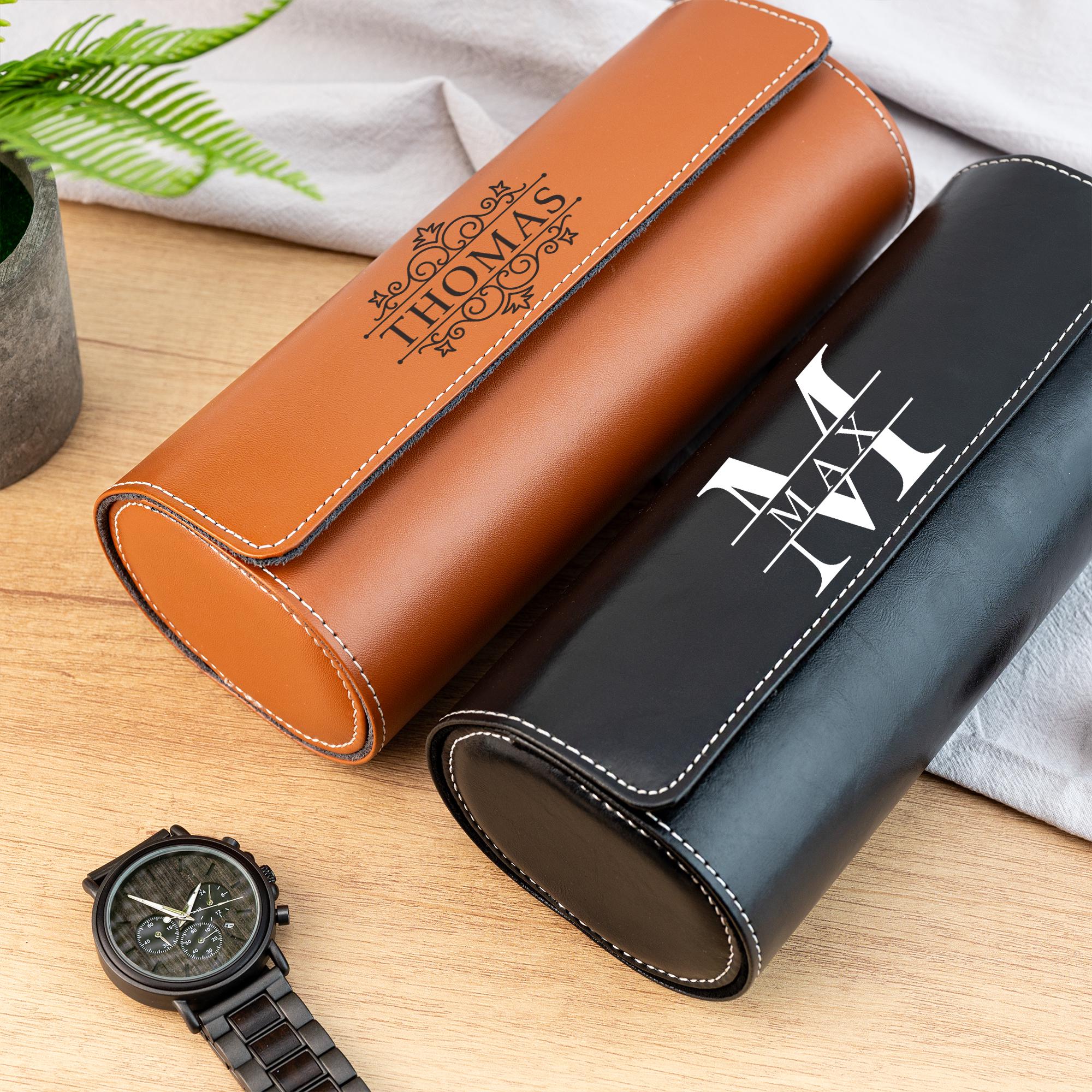 Custom Men's Watch Case With Name,leather Watch Case,travel Watch Case ...