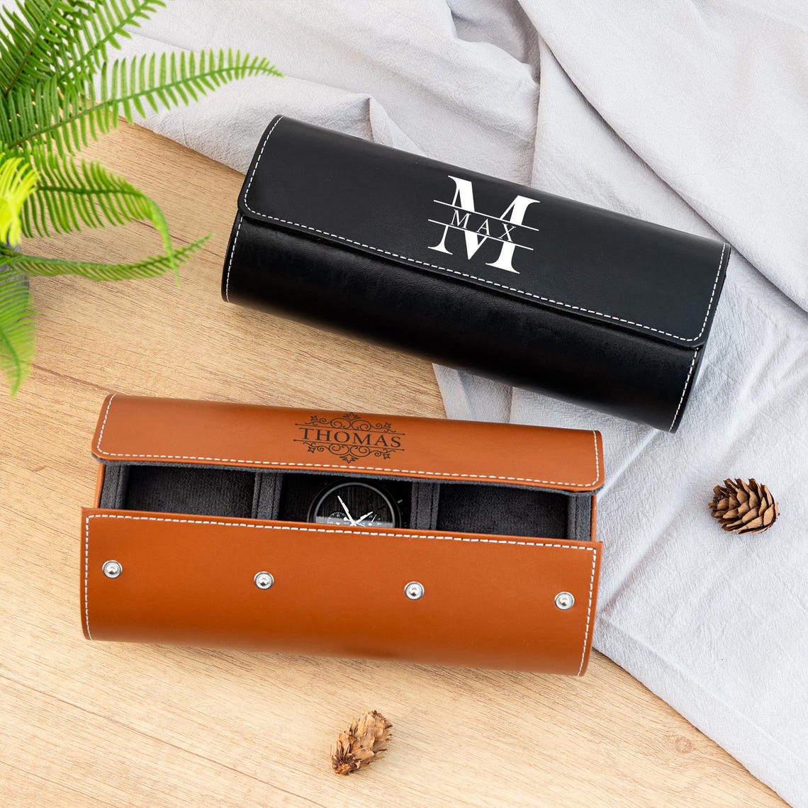 Custom Men's Watch Case With Name,leather Watch Case,travel Watch Case ...