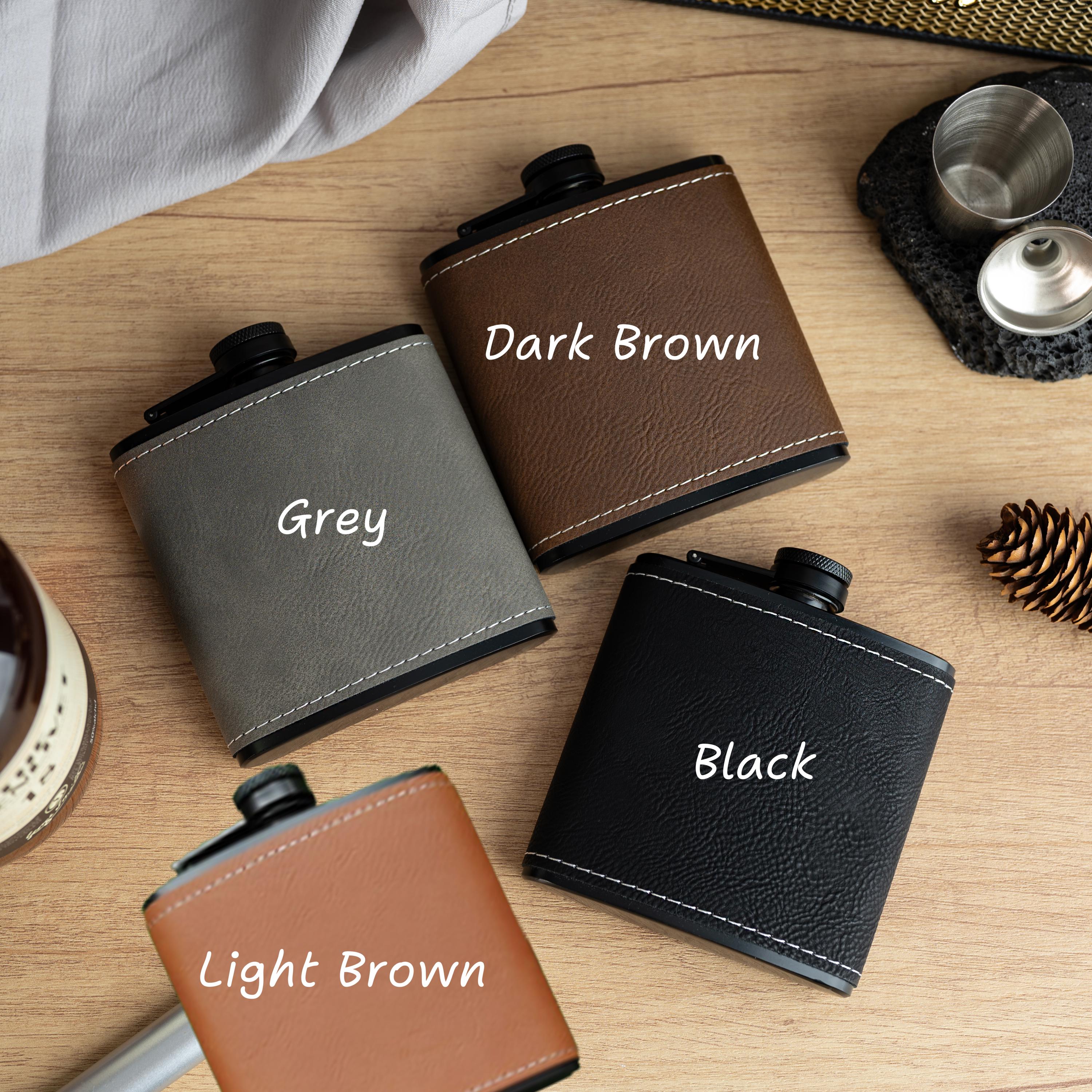 Personalised Leather Flask for Men,custom Engraved Leather Groomsmen ...