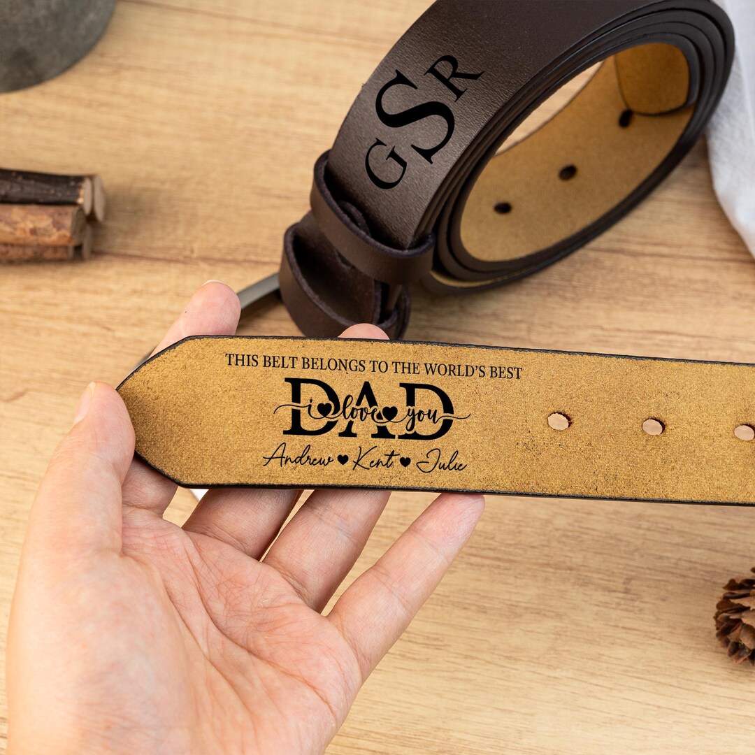 Personalised Daddy Leather Belt,custom Engraved Leather Belt for Papa ...