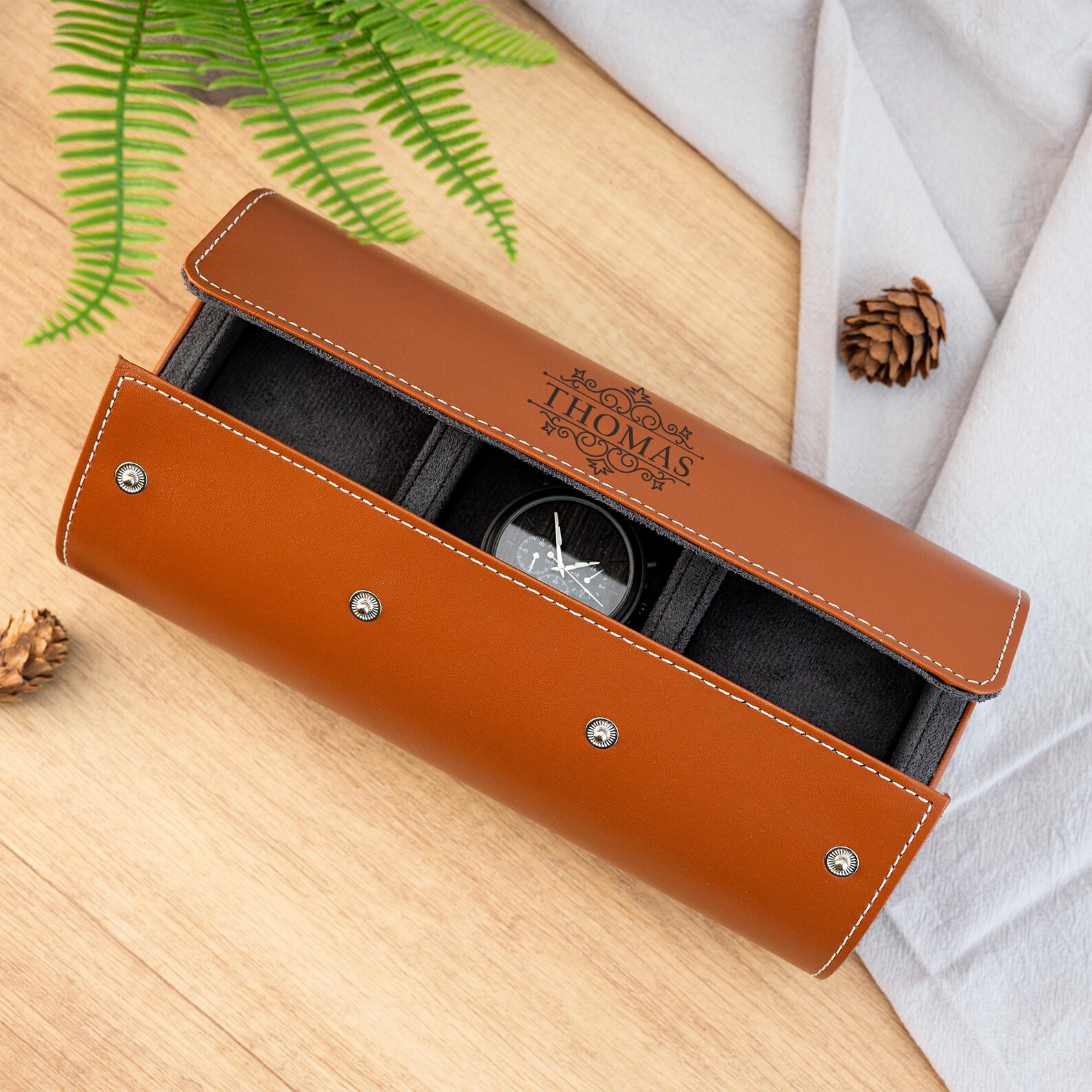 Custom Men's Watch Case With Name,leather Watch Case,travel Watch Case ...