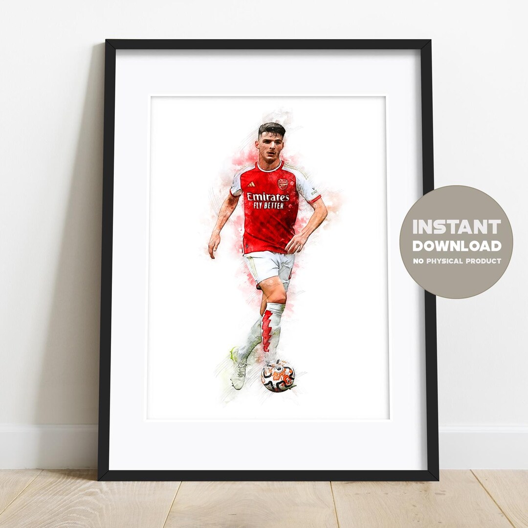 Declan Rice Digital Poster, Football Midfield Star Wall Art, England ...