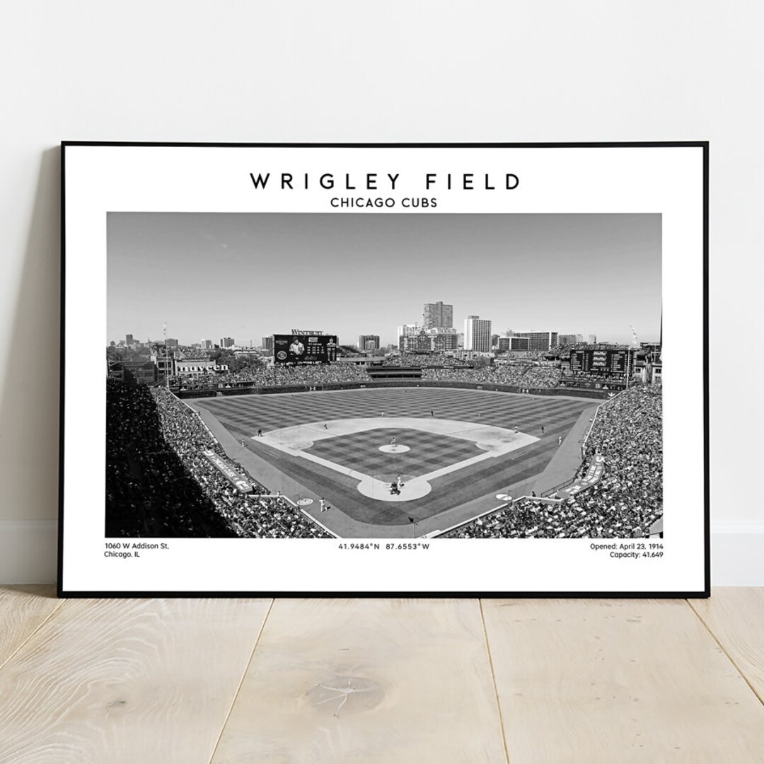 Wrigley Field Poster, Chicago Cubs Baseball Stadium Wall Art Print, MLB ...