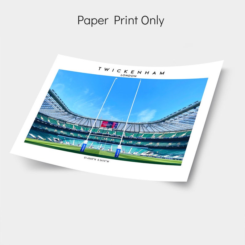 Twickenham Rugby Stadium Poster, Iconic Rugby Stadium Wall Art Print ...