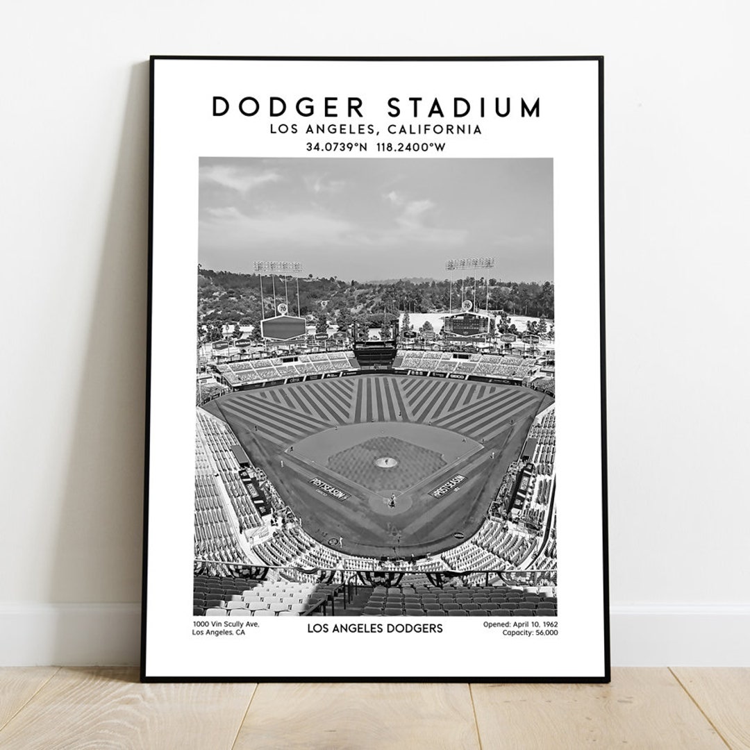 Dodger Stadium Poster, Los Angeles Dodgers Baseball Stadium Wall Art ...