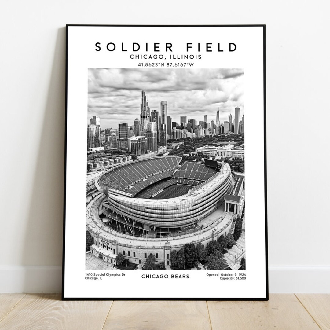 Soldier Field Poster, Chicago Bears Football Stadium Wall Art Print ...