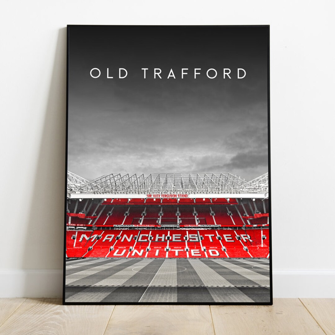 Old Trafford Football Stadium Wall Art Print, Man Utd Stadium Poster ...