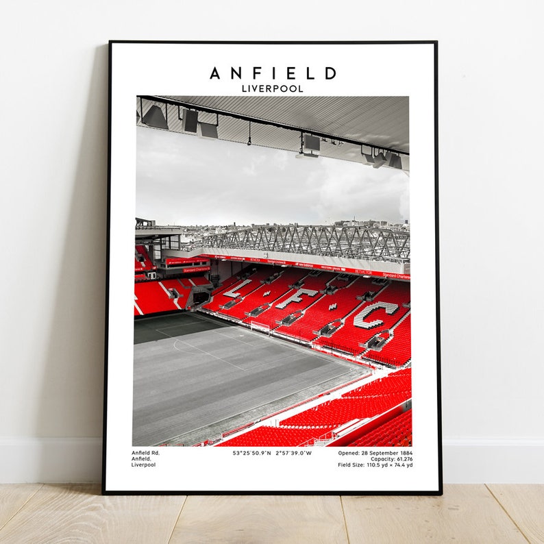 Anfield Stadium Poster Football Wall Art Print Birthday Gift - Etsy