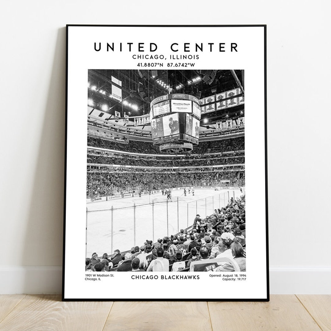 United Center Poster, Chicago Blackhawks Hockey Stadium Wall Art Print ...