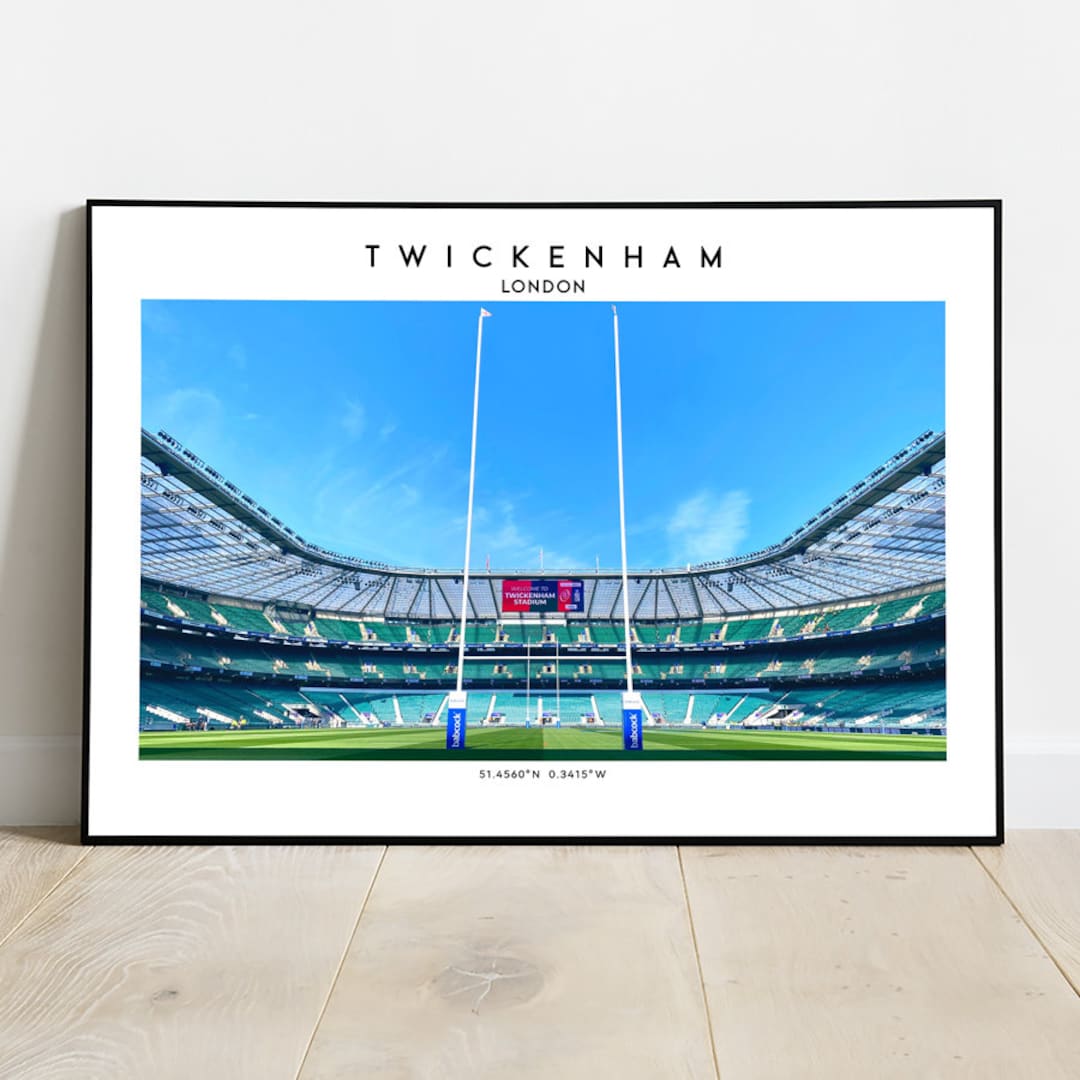 Twickenham Rugby Stadium Poster, Iconic Rugby Stadium Wall Art Print ...