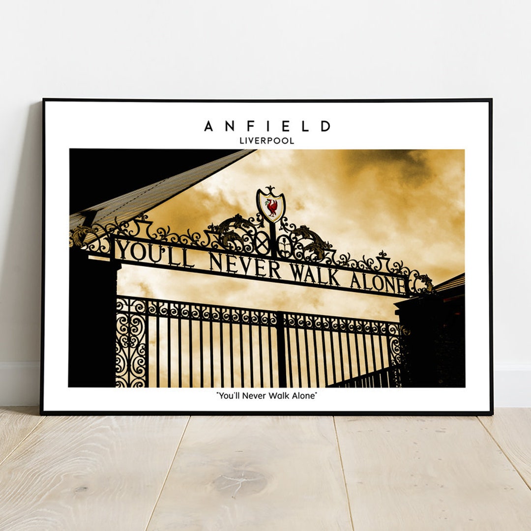 Anfield Entrance Gate Poster Print, Liverpool Stadium Wall Art, Soccer ...