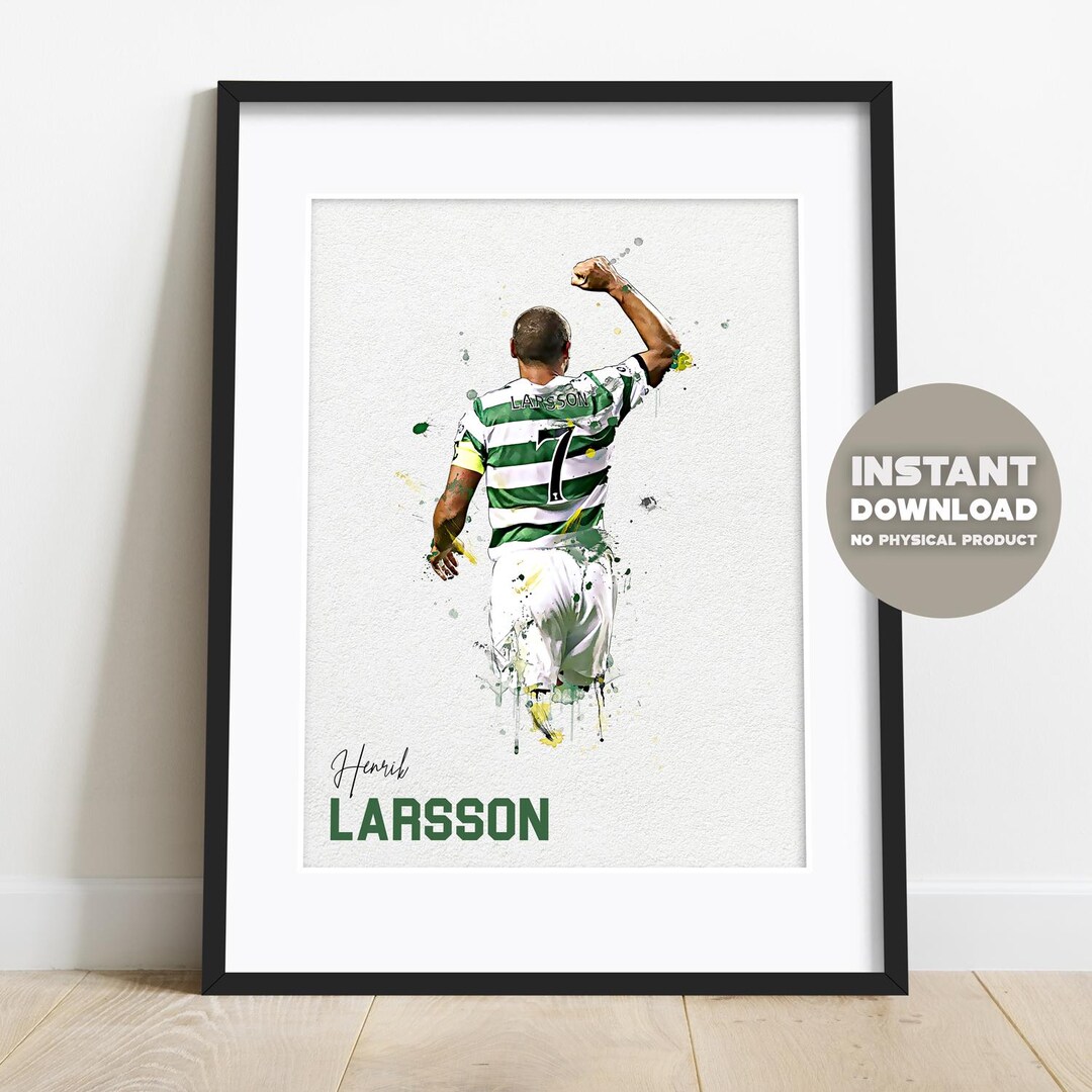 Henrik Larsson Digital Poster, Celtic Legend Wall Art, Football Striker ...