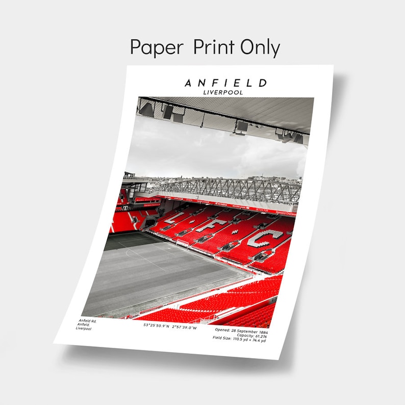 Anfield Stadium Poster Football Wall Art Print Birthday Gift - Etsy