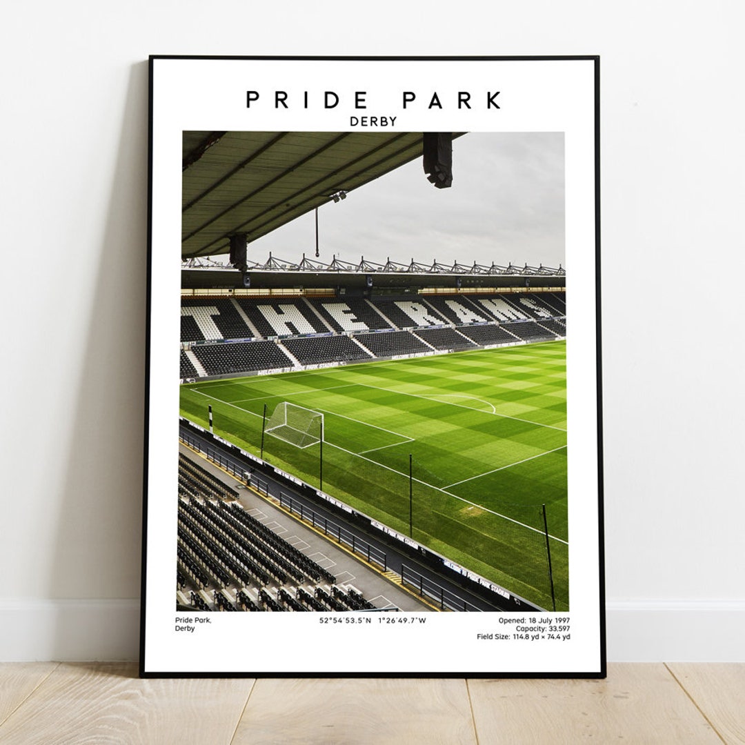 Pride Park Stadium Poster, Derby Stadium Wall Art Print, Football Decor ...