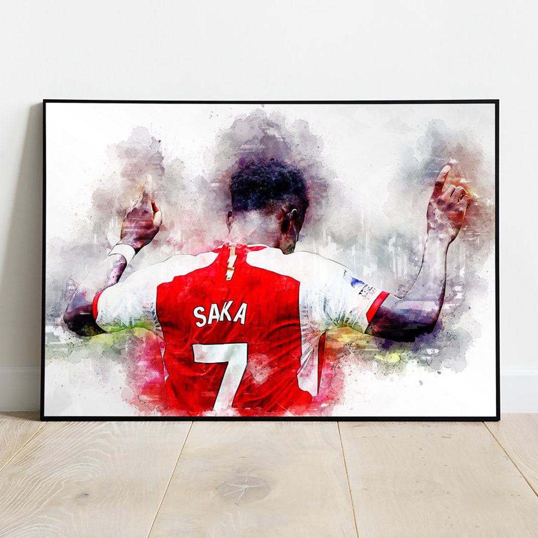 Bukayo Saka Poster, English Footballer Wall Art Print, Arsenal and ...