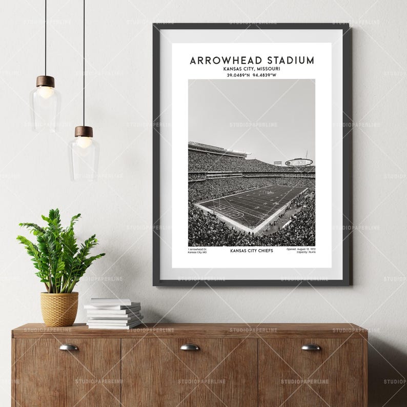 Arrowhead Stadium Poster – Kansas City Football Stadium Wall Art Print ...