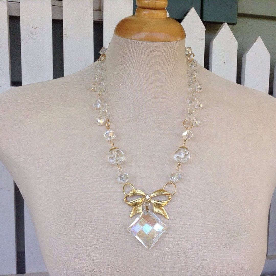 Square Crystal Necklace - Etsy