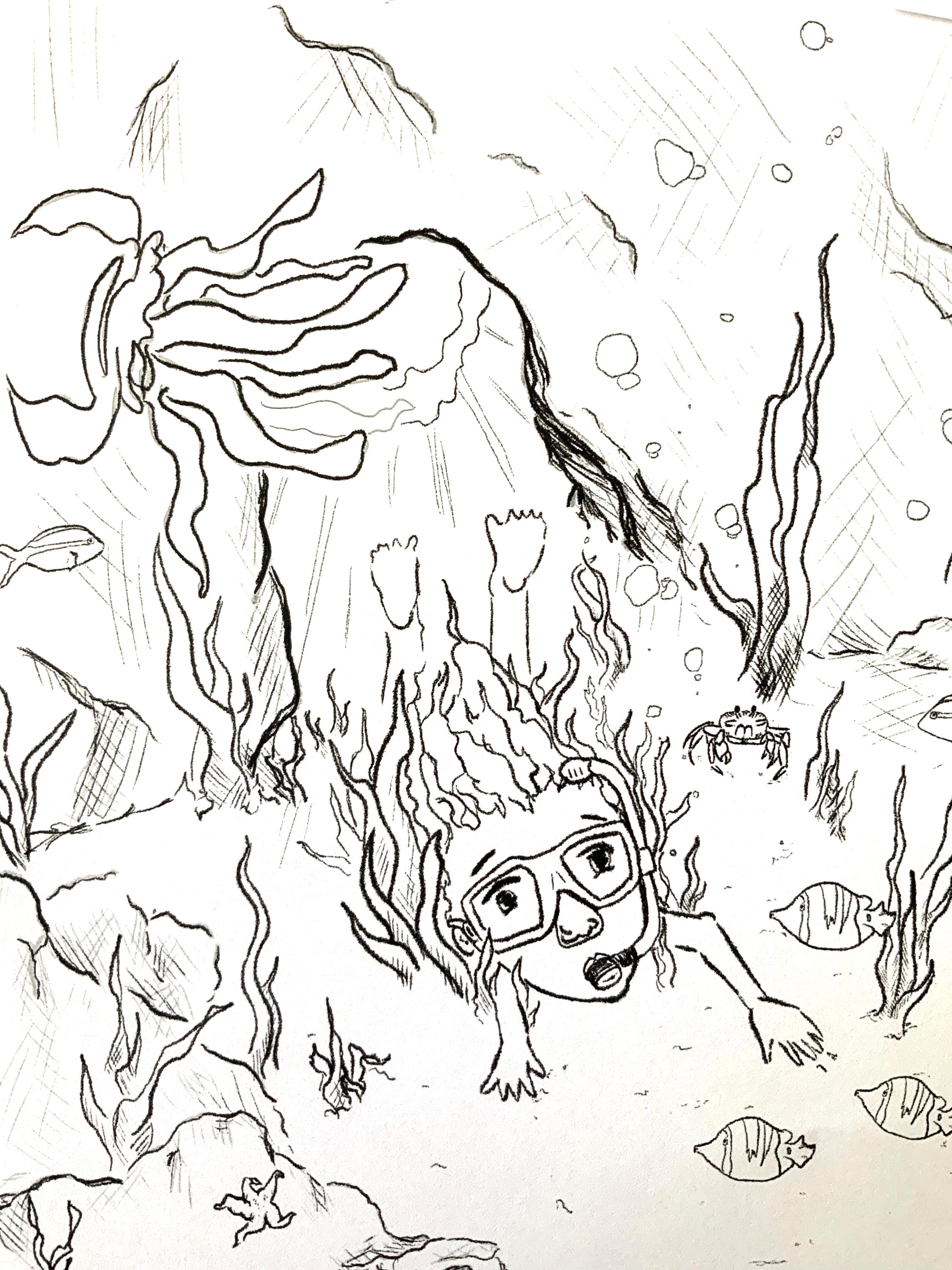 Treasure Hunt Coloring Page - Hand Drawn Original Art - Whimsical ...