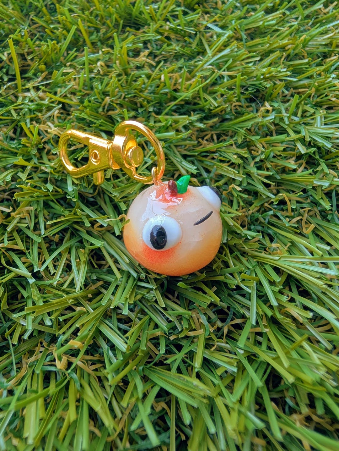Peach Frog Keychain | Clay Cute Fruit Figurine | Bag Charm | Frog ...