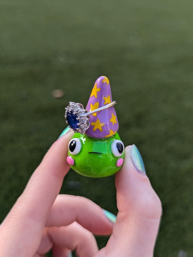 Wizard Frog Ring Holder | Handmade Ring Display | Cute Ring Storage ...
