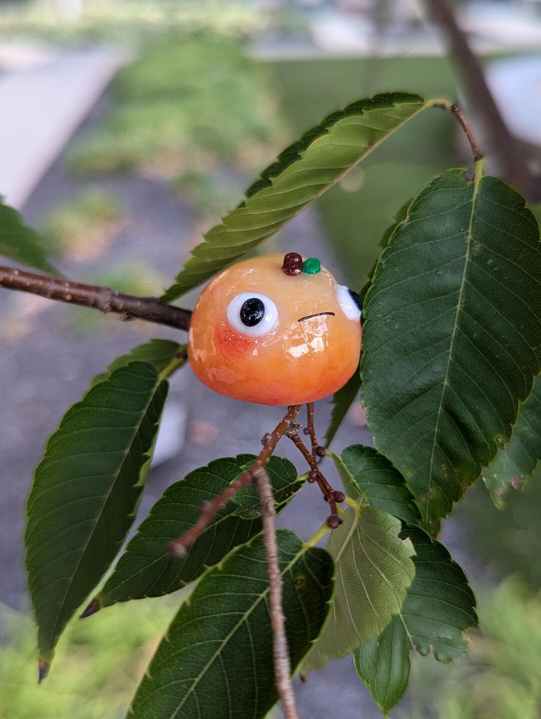 Peach Frog | Clay Cute Fruit Figurine | Office Decor | Frog Desk Buddy ...