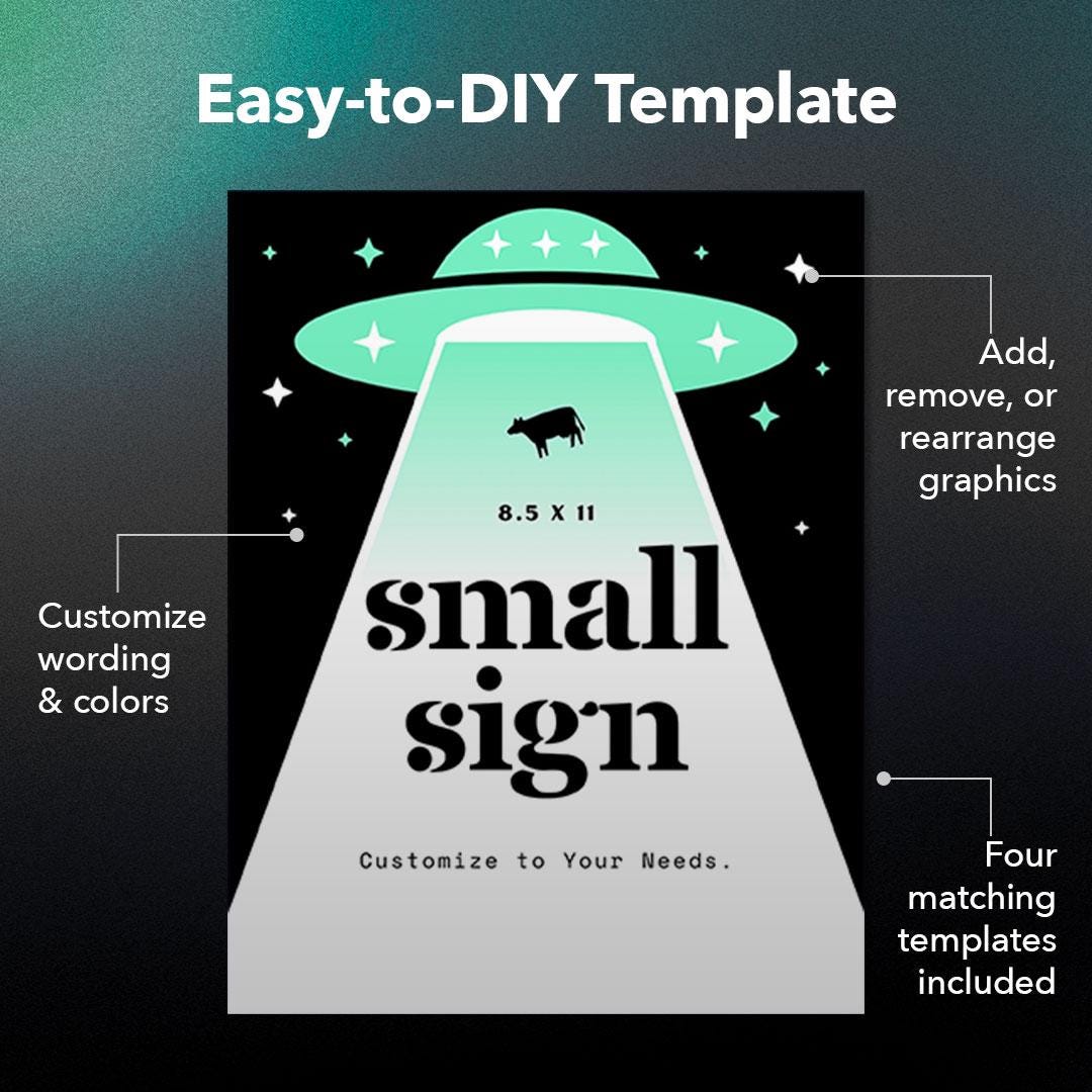 UFO Alien Signage Templates: Roswell Area 51, 8.5 X 11 (canva Editable ...
