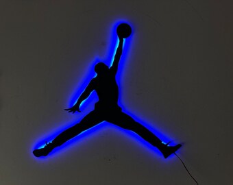 Michael Jordan Jumpman Metal Led Wall Sign, RGB Metal Wall Led Decor ...