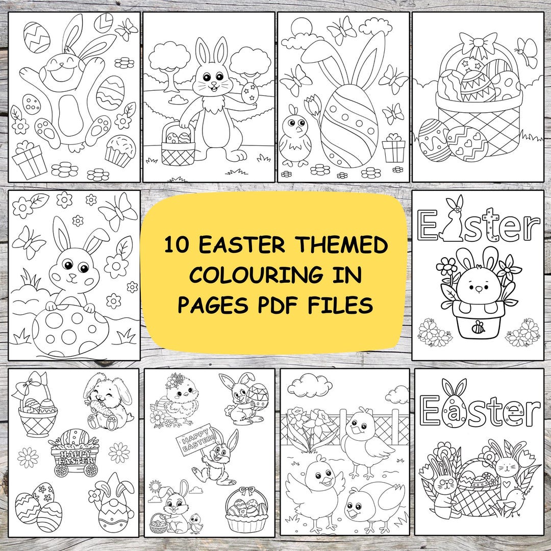 Easter Colouring Pages for Kids, Printable Colouring Sheets, 10 Pages ...