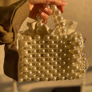Pearl Beaded Bag, Pearl Clutch Bag, Evening Bag, Handmade Pearl Clutch ...