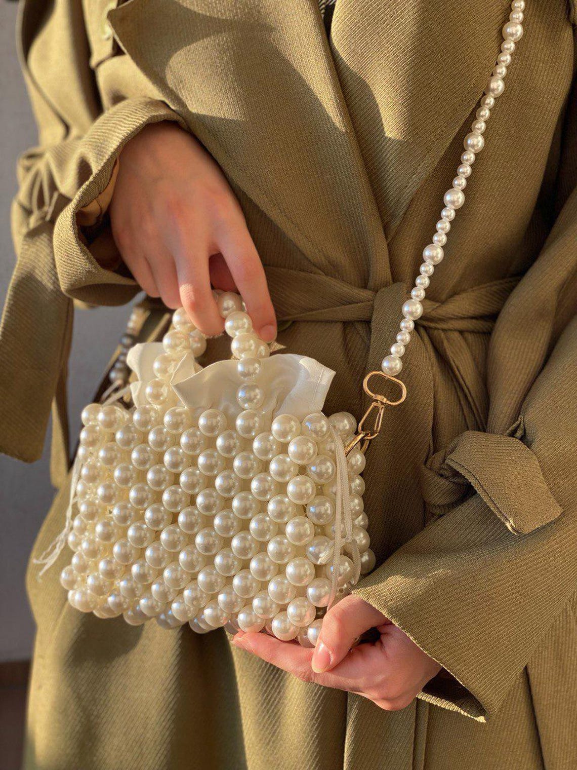 Pearl Beaded Bag, Pearl Clutch Bag, Evening Bag, Handmade Pearl Clutch ...