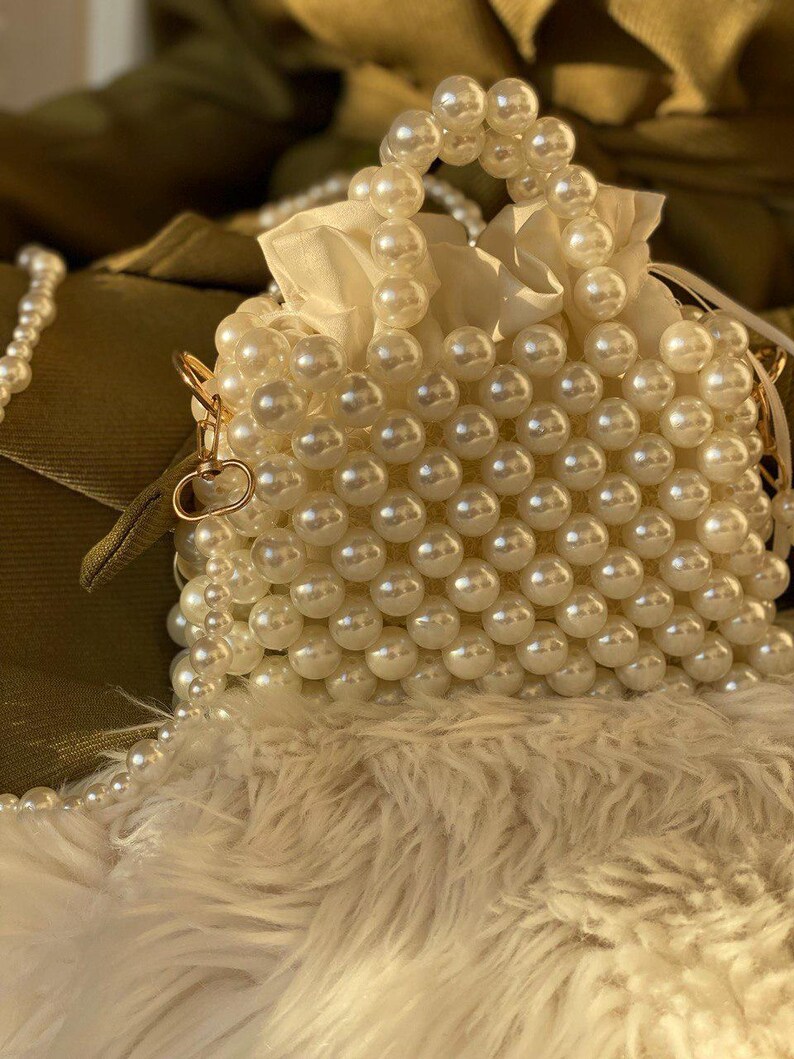 Pearl Beaded Bag, Pearl Clutch Bag, Evening Bag, Handmade Pearl Clutch ...
