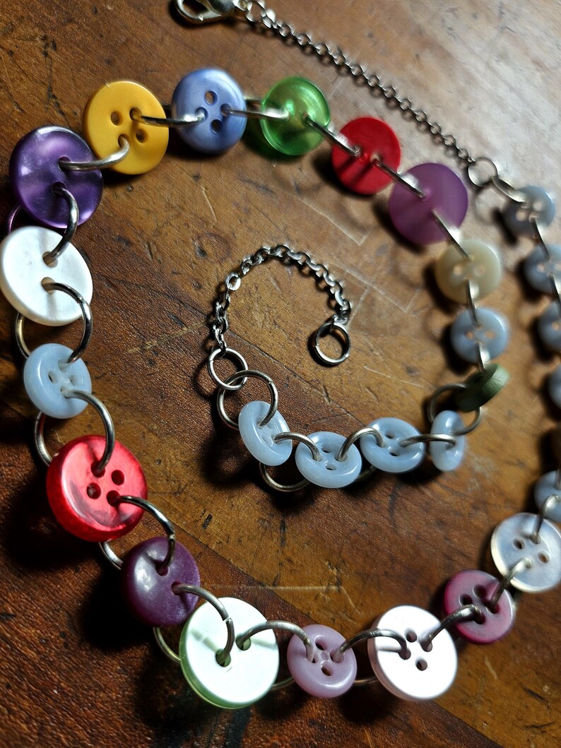 Colorful Button Necklace - Etsy
