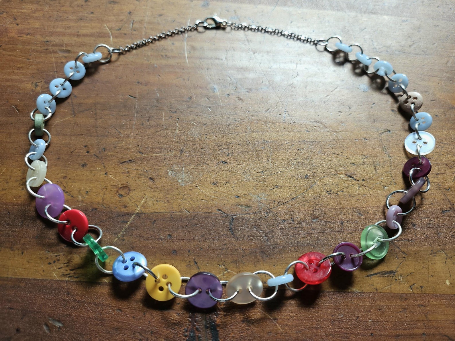 Colorful Button Necklace - Etsy