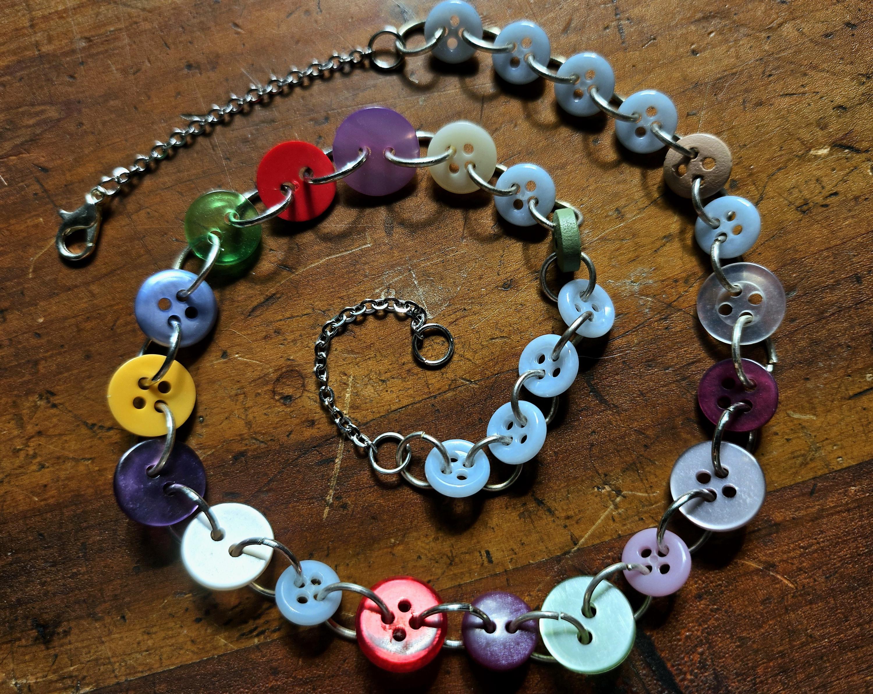 Colorful Button Necklace - Etsy