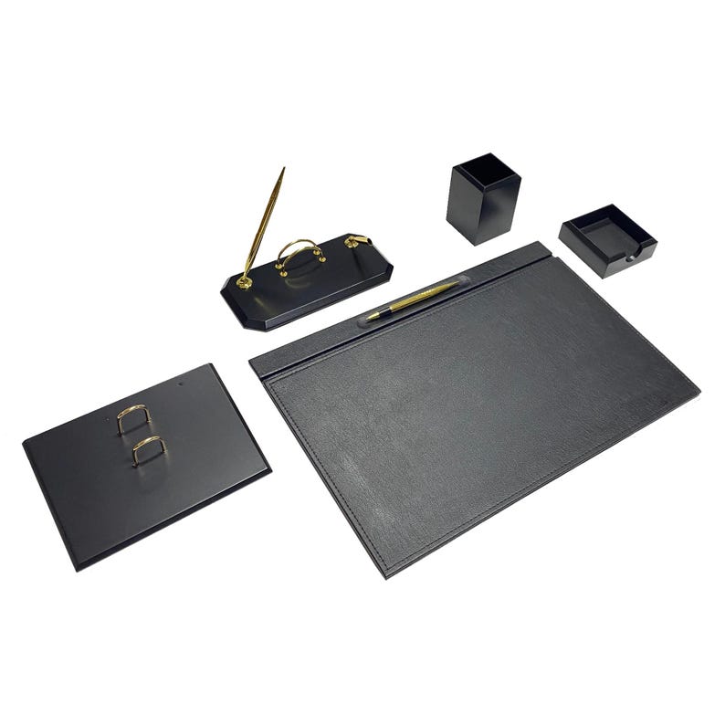 Wooden Desk Set | Leather Desk Pad | Desk Organizer | Wood Desk ...