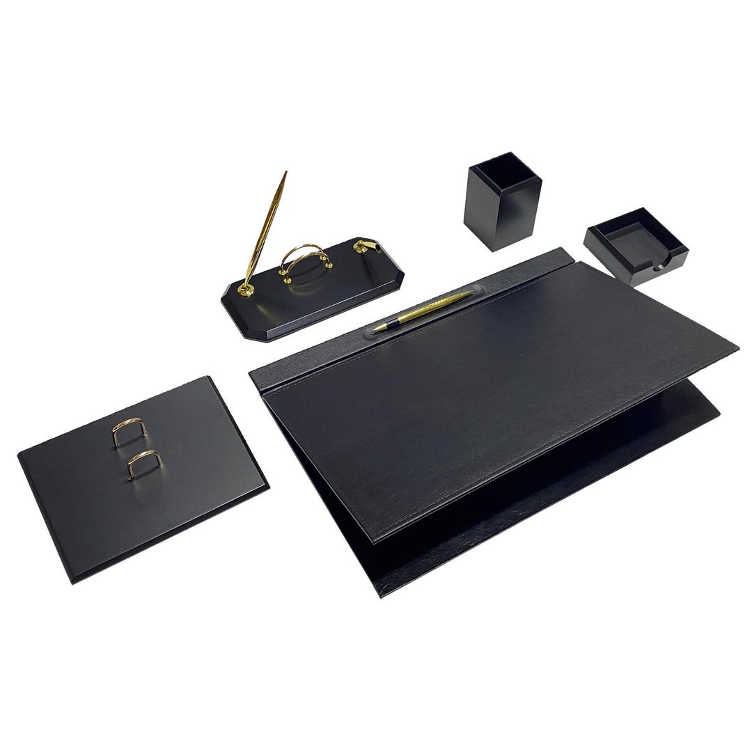 Wooden Desk Set | Leather Desk Pad | Desk Organizer | Wood Desk ...