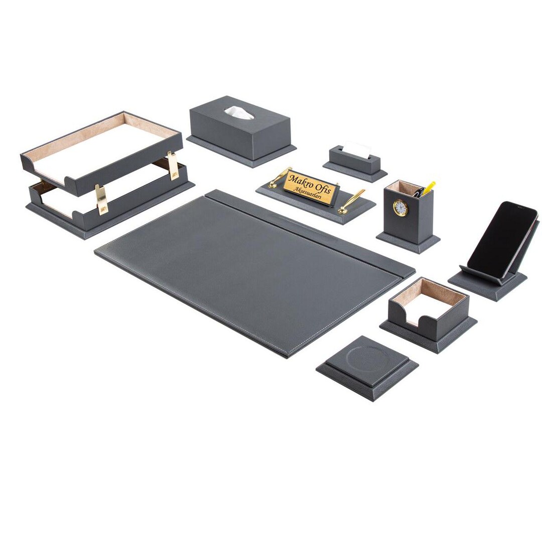 Premium Leather Desk Set | Desk Pad | Desk Organizer |leather Desk ...