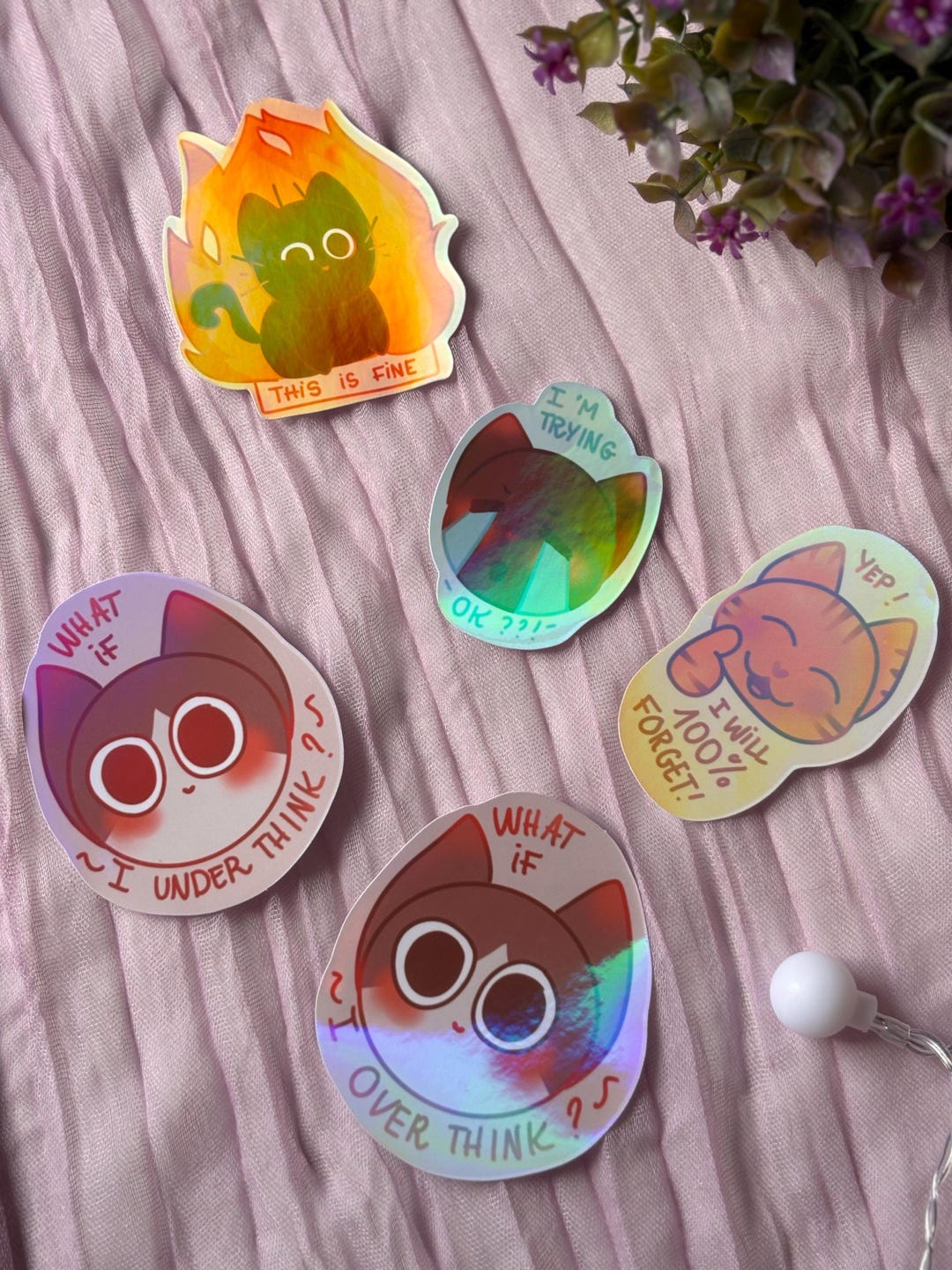 Set Sticker Humoristic - Cute Cat - Cat Lover Sticker - This is Fine ...
