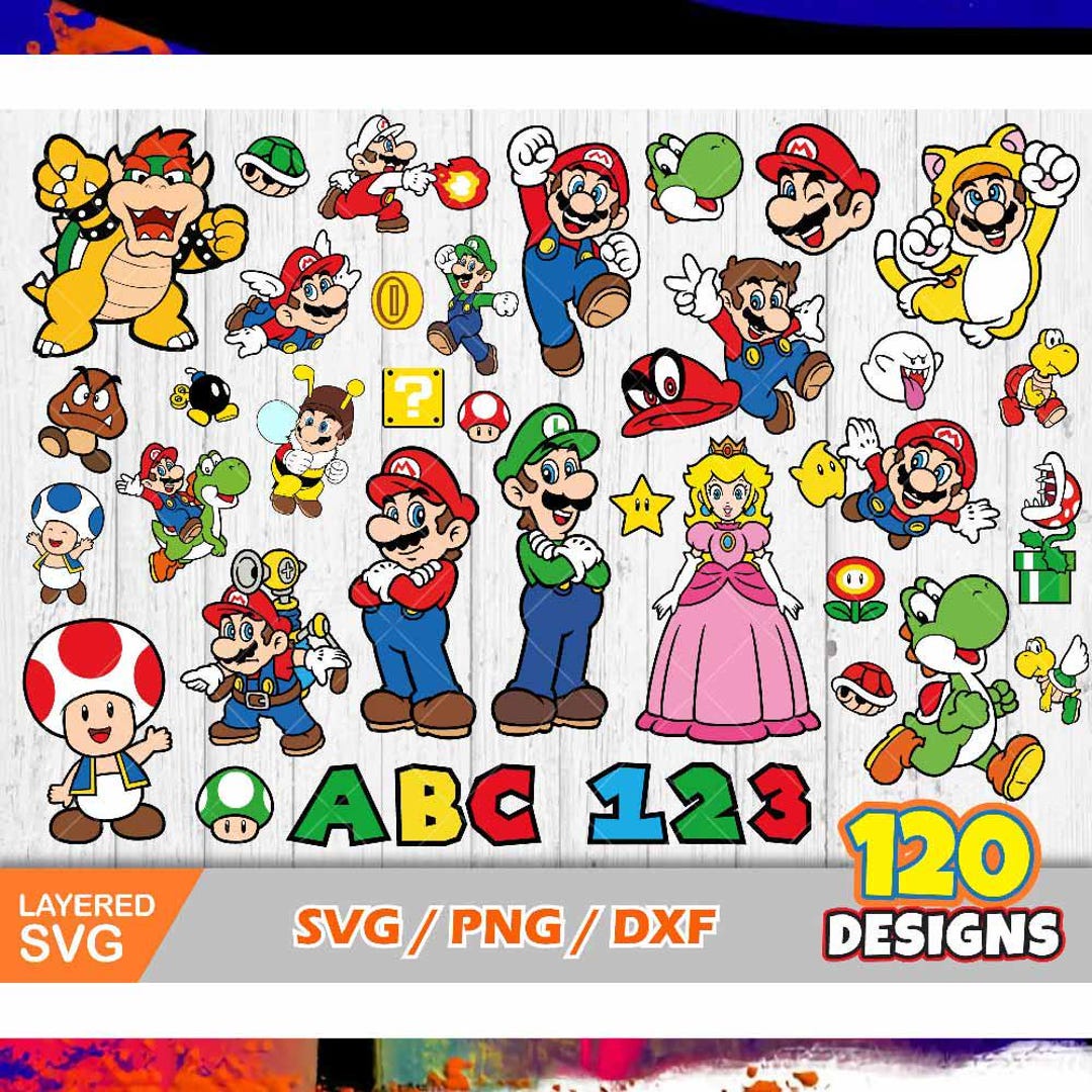 Mario Clipart Bundle + Alphabet, Mario Svg Cut Files for Cricut ...