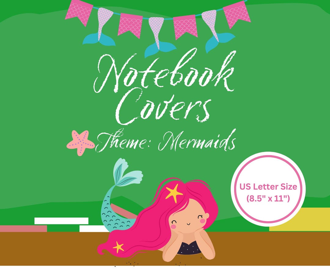 30 Digital Mermaid Notebook Covers Printable Notebook Covers - Etsy