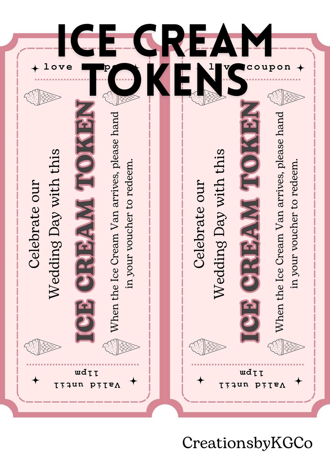 Printable Wedding Ice Cream Tokens - Etsy