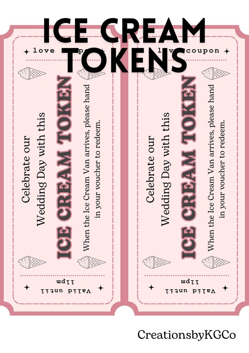 Printable Wedding Ice Cream Tokens - Etsy