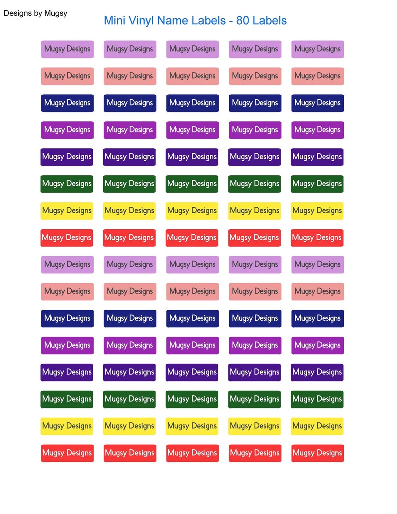 146 Custom Name Labels, Glossy, Vinyl, Water Resistant, Full Color ...