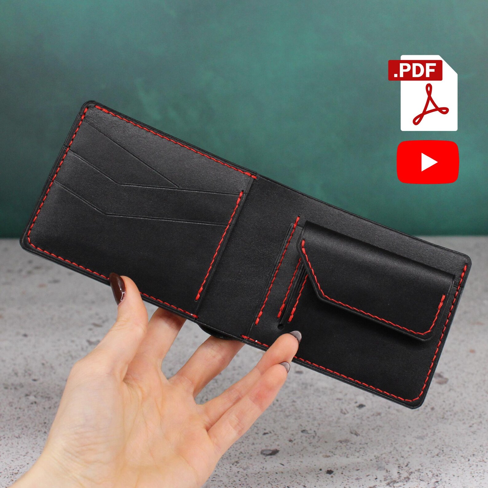 Wallet With Coin Pocket -bifold Wallet -tutorial Video -PDF Pattern ...