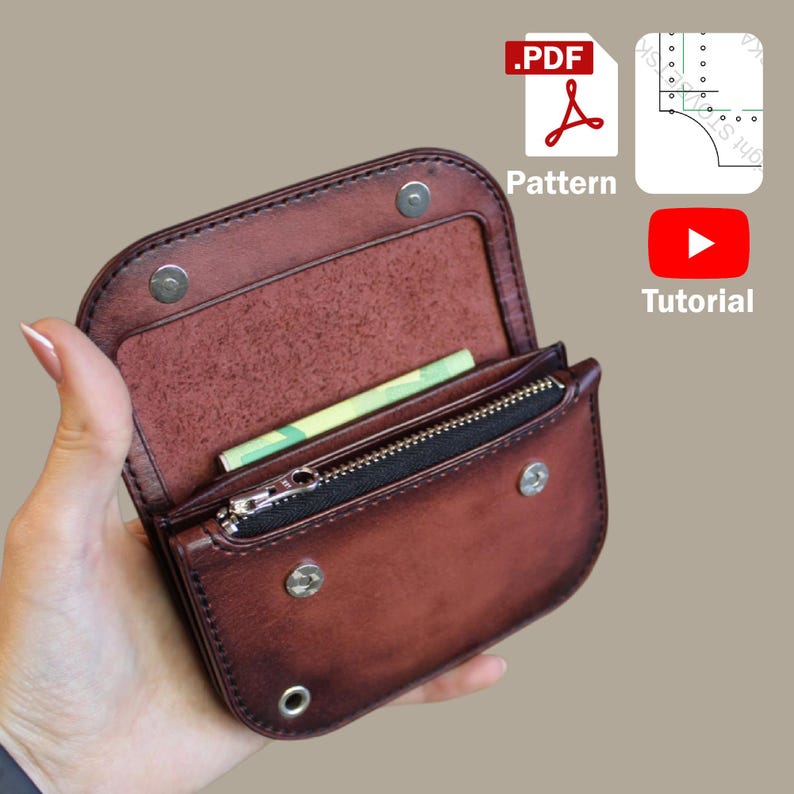 Trucker Wallet Pattern – Leather Template With Coin Pocket, Card Slots ...