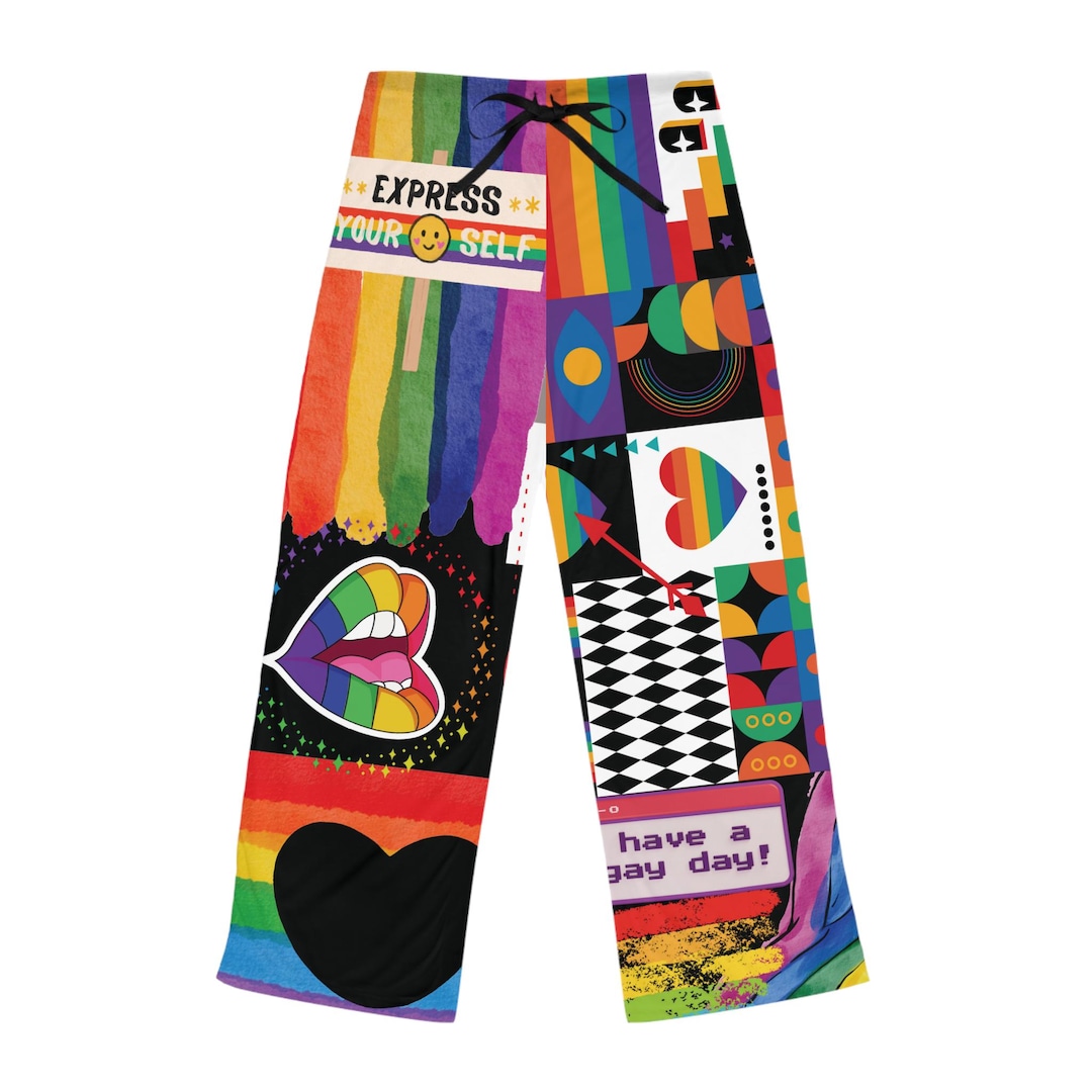 Collage Rainbow Pride Women's Pajama Pants, LGBTQ Sleepwear, Colorful ...