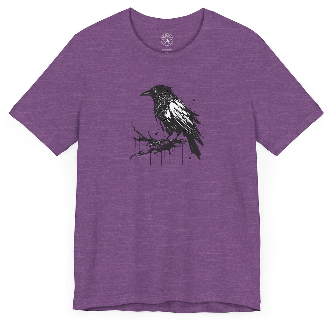 Gothic Raven Splatter Tee: Dark Fantasy Bird Graphic T-shirt - Etsy