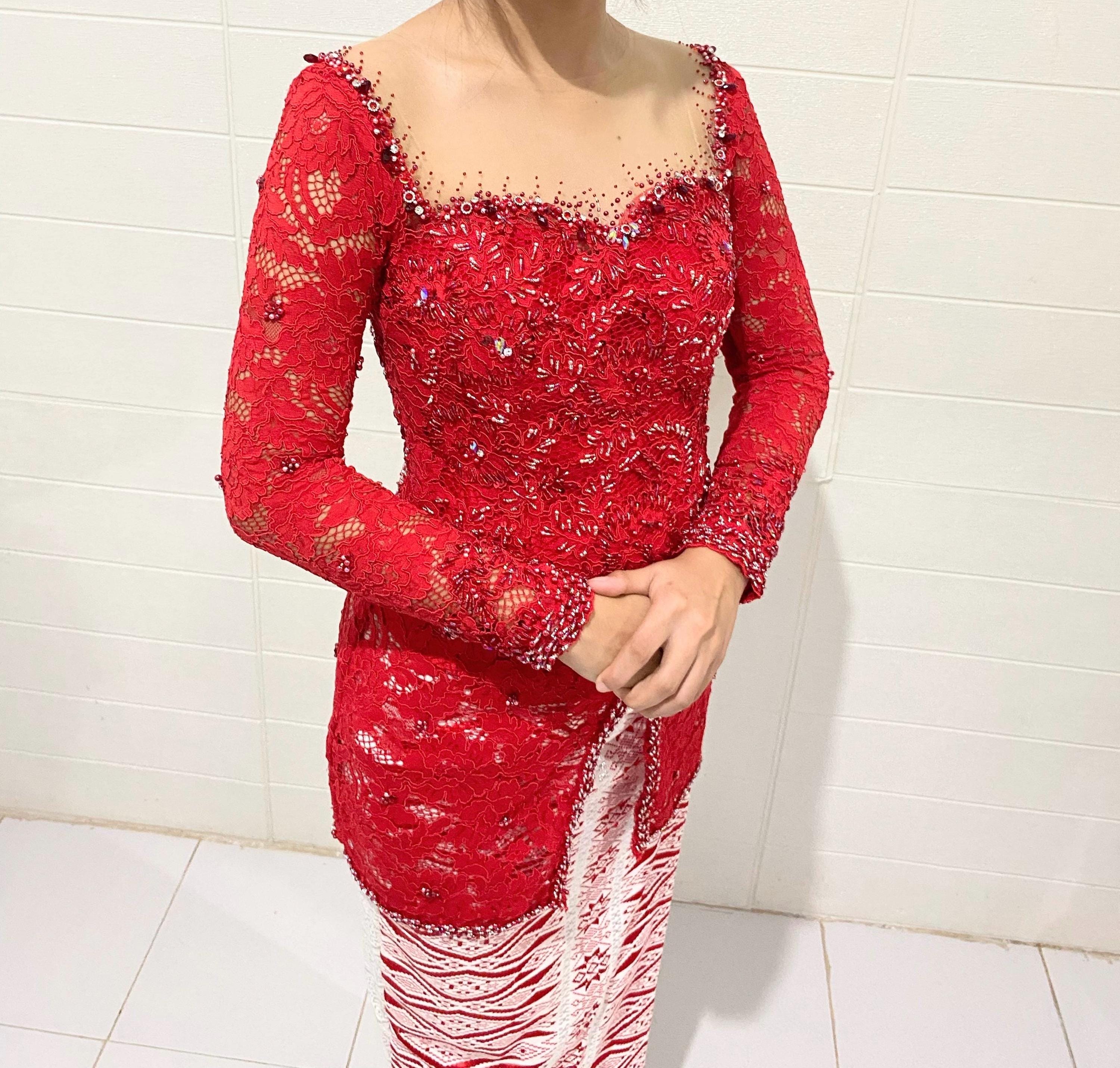 Kebaya Dress for Wedding, Graduation, Enggament or Formal Event Full ...